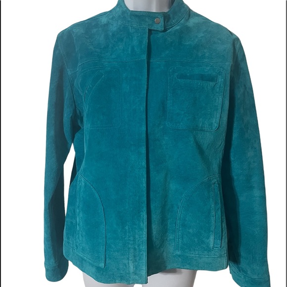 Chico's | Jackets & Coats | Suede Jacket By Chicos Turquoise Size | Poshmark